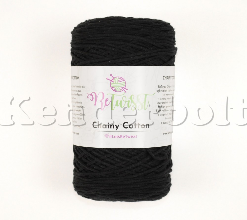 Fekete (02) Retwisst Chainy Cotton zsinórfonal (3 mm) - Kend